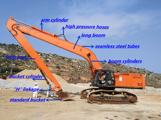 22M 28M long reach for doosan dx340 excavator long reach arm boom ...